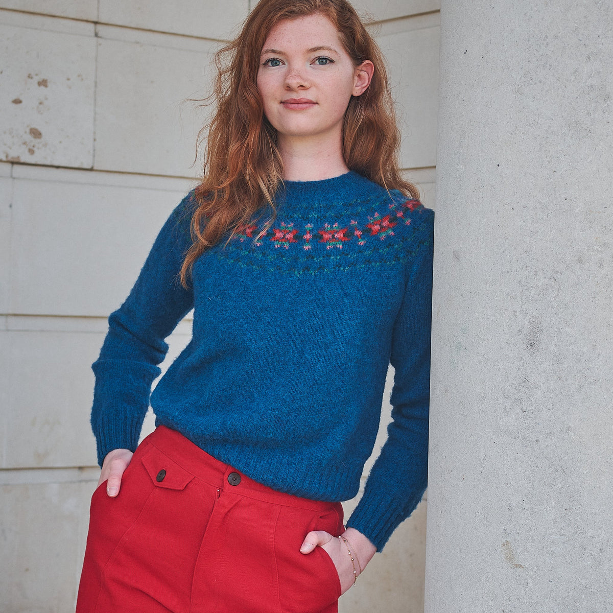 Lowie Blue Fair Isle Yoke Jumper