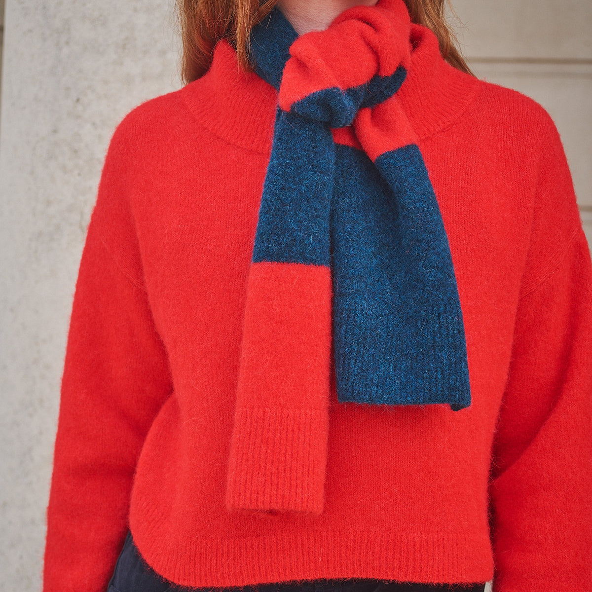 Lowie Alpaca Stripe Red/Blue Scarf